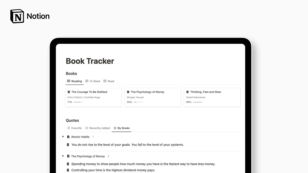 Notion Book Tracker / Reading List - Notionland Template Gallery